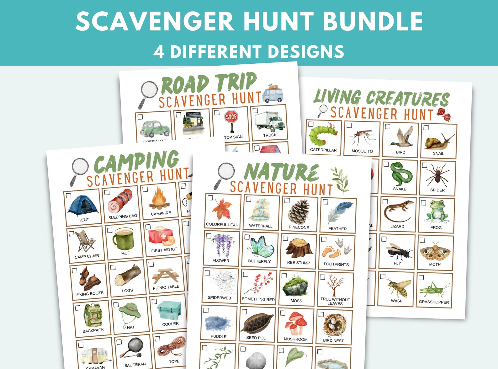 Nature Scavenger Hunt Bundle Printable Scavenger Hunt for Kids Camping ...