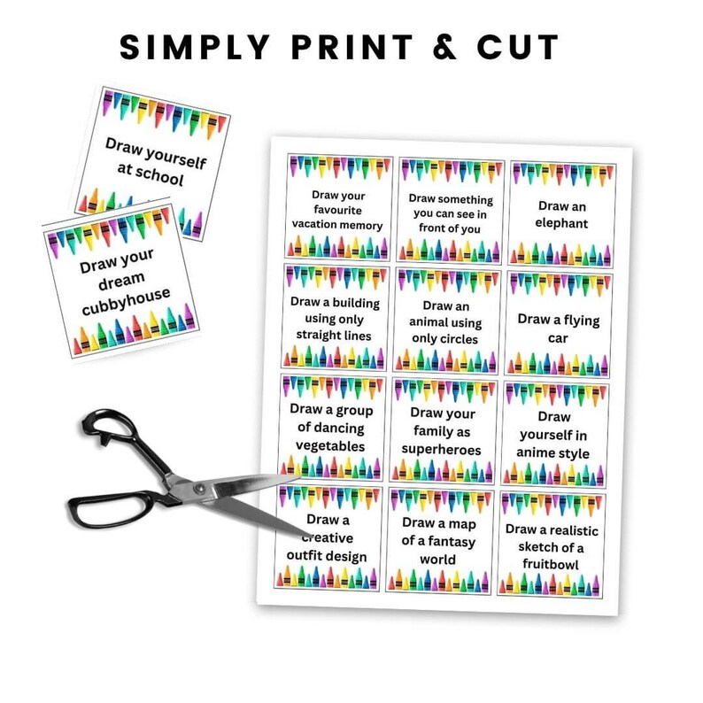 Drawing Prompts for Kids Printable Drawing Prompt Cards Drawing Ideas ...