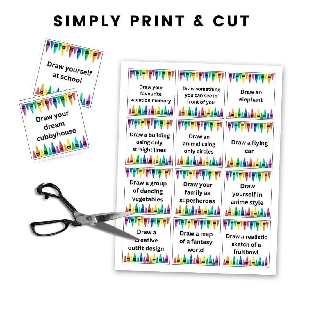 Drawing Prompts for Kids Printable Drawing Prompt Cards Drawing Ideas ...
