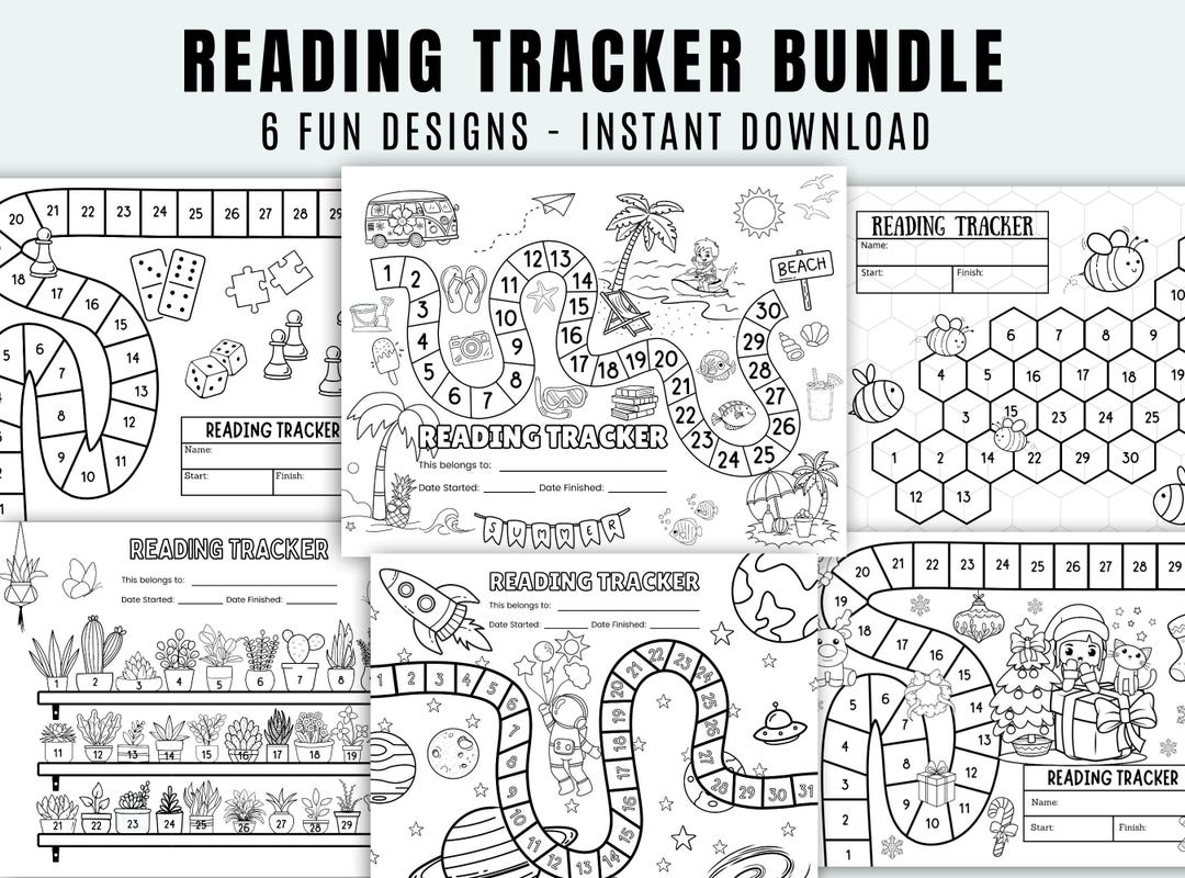 Reading Trackers for Kids Printable Kids Reading Tracker Bundle Reading ...