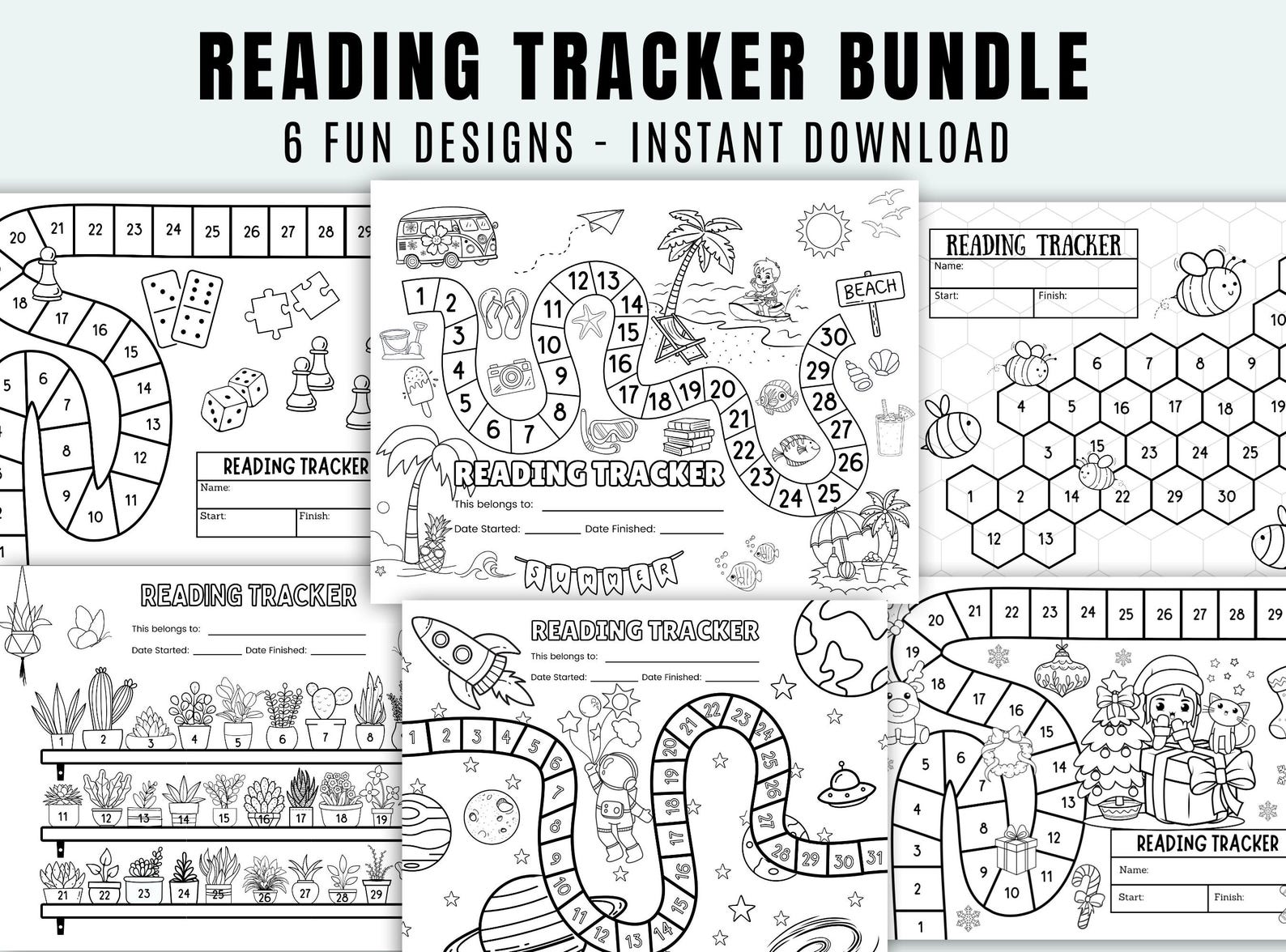 Reading Trackers for Kids Printable Kids Reading Tracker Bundle Reading ...