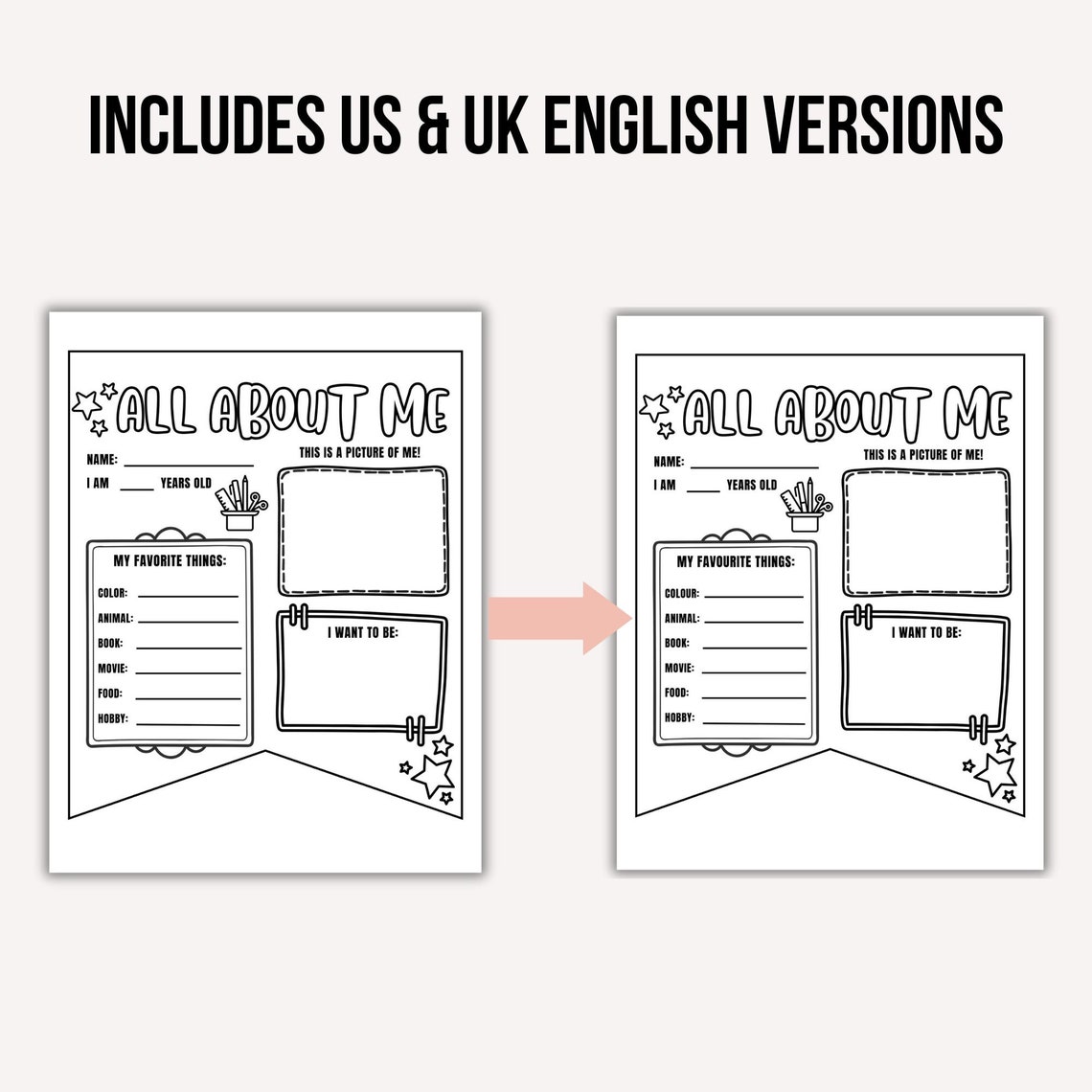 All About Me Banner First Day of School Printable Back to School ...