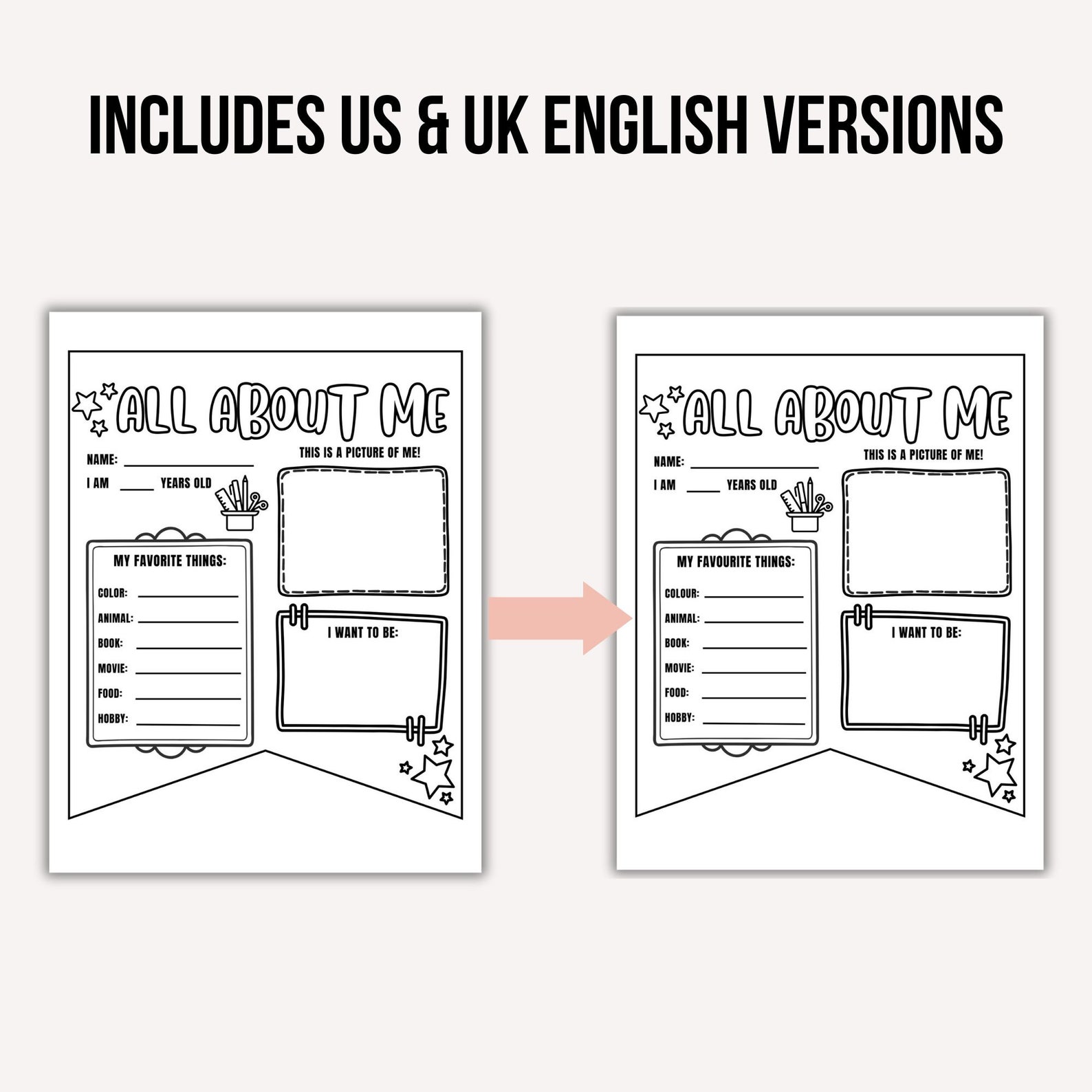 All About Me Banner First Day of School Printable Back to School ...