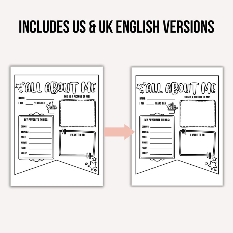 All About Me Banner First Day of School Printable Back to School ...