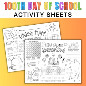 100 Days of School Activity Sheet Printable 100th Day of School ...
