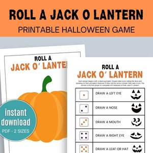 Halloween Roll A Jack O' Lantern Game, Printable Halloween Game for ...