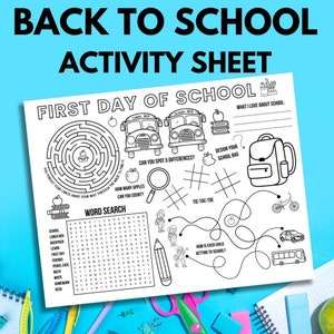 Back to School Activity Sheet Printable First Day of School Activity ...