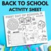 Back to School Activity Sheet Printable First Day of School Activity ...