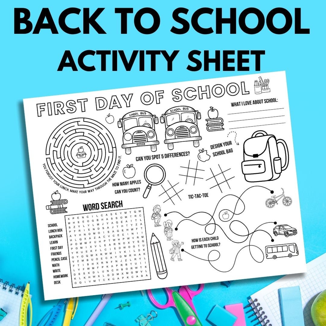 Back to School Activity Sheet Printable First Day of School Activity ...