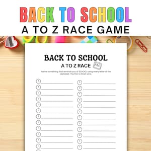 Back to School A to Z Race Game First Day of School Activity Printable ...