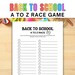 Back to School A to Z Race Game First Day of School Activity Printable ...