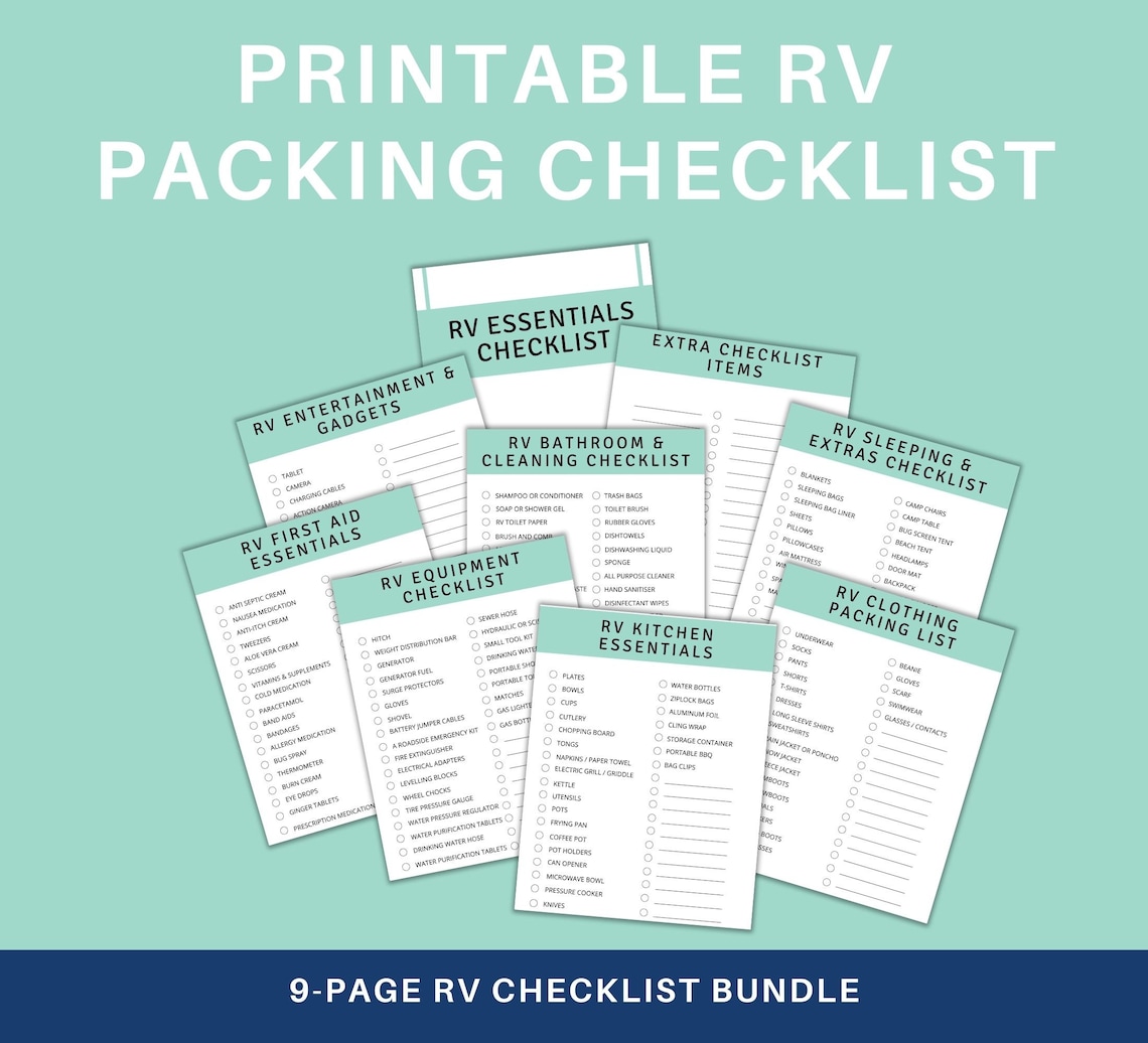 Printable RV Packing List RV Checklist Campervan Packing List - Etsy