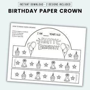 Birthday Paper Crown Printable Birthday Crowns Birthday Headband ...