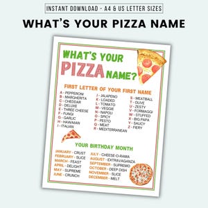 What's Your Pizza Name Party Game Printable Pizza Party Game Pizza Name ...