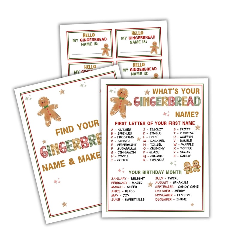 What's Your Gingerbread Name Party Game Printable Christmas Game ...