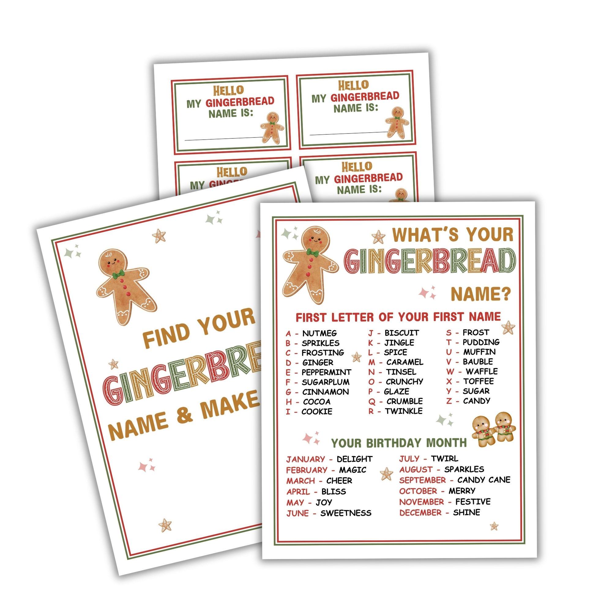 What's Your Gingerbread Name Party Game Printable Christmas Game ...