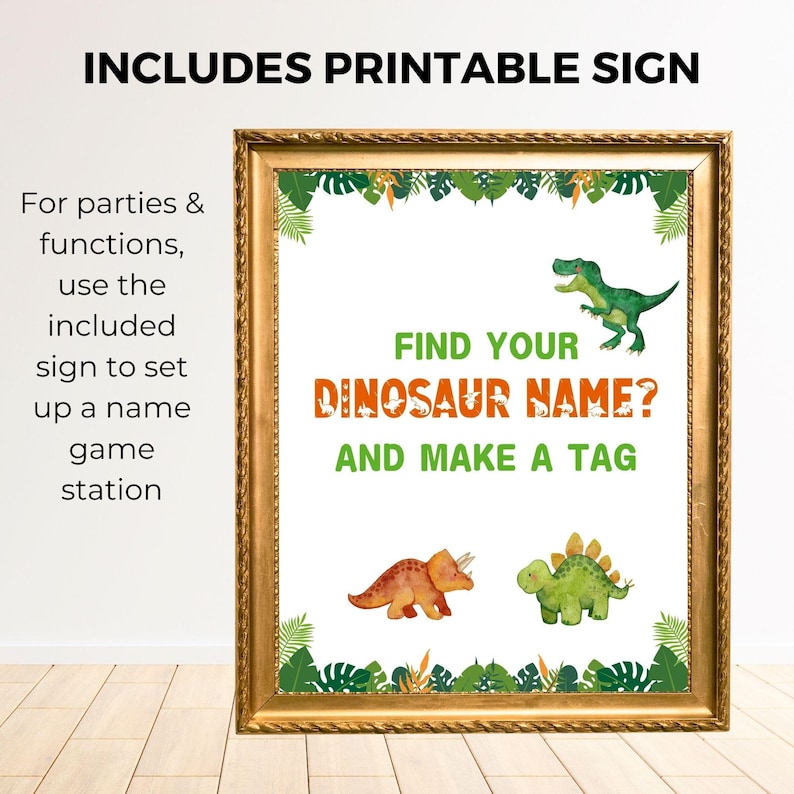 What's Your Dinosaur Name Party Game Printable Dinosaur Party Game ...