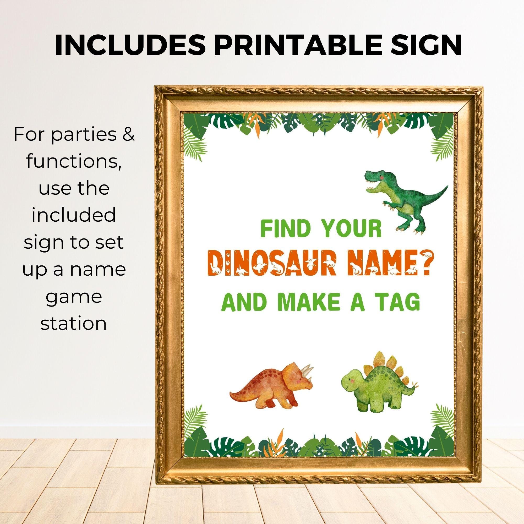What's Your Dinosaur Name Party Game Printable Dinosaur Party Game ...