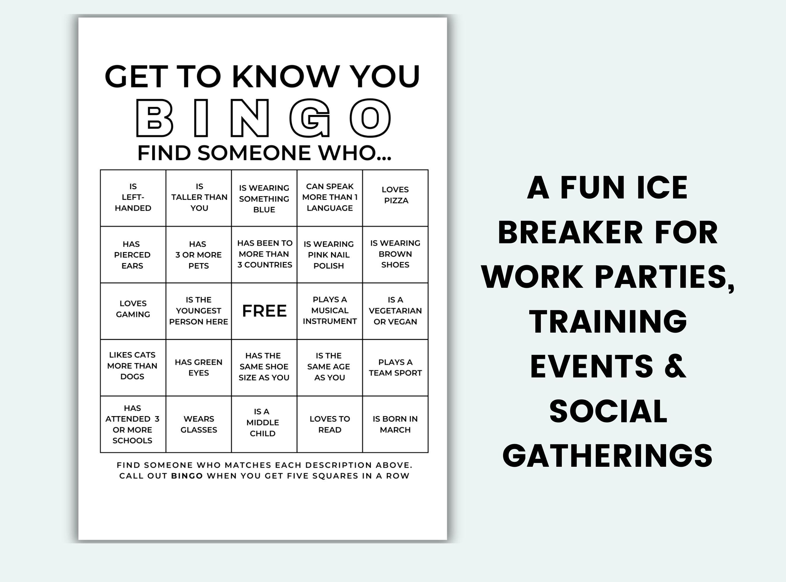 Get to Know You Bingo Cards Printable Find Someone Who Game Ice Breaker ...