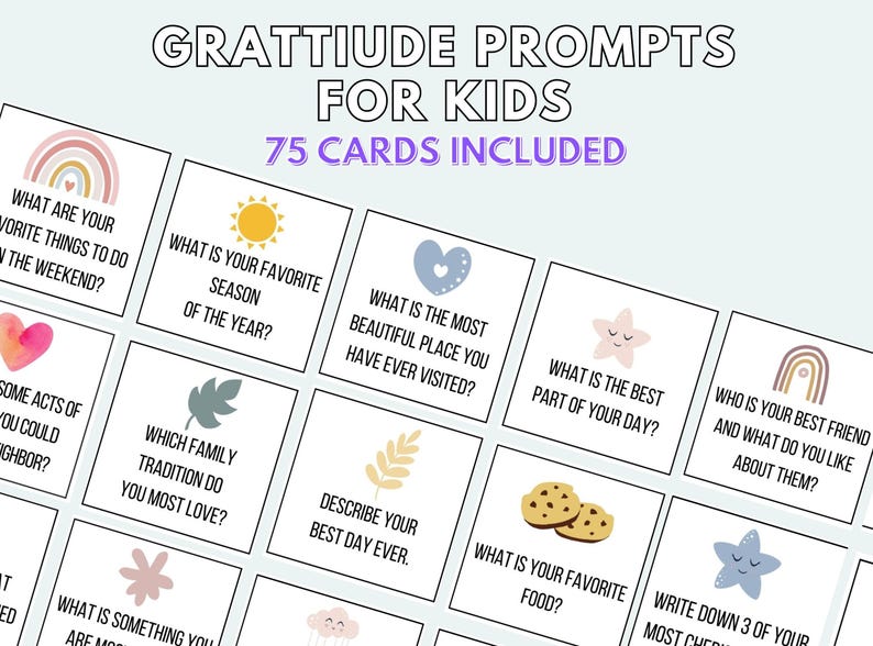 Gratitude Prompts for Kids Printable Gratitude Questions for Kids ...