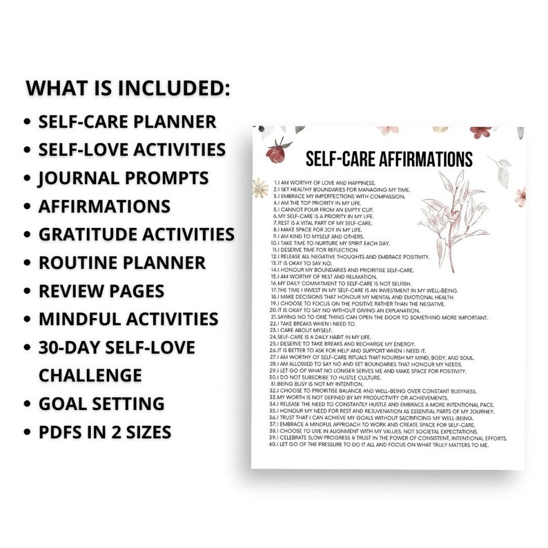 Self-love Planner Printable Self-love Journal Self-care Planner Self ...