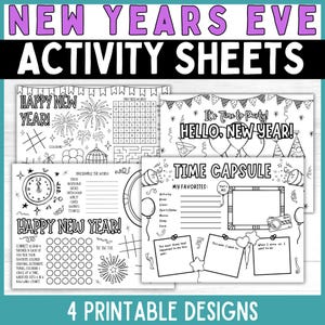 New Years Activity Placemat Printable New Years Eve Activity Sheet NYE ...