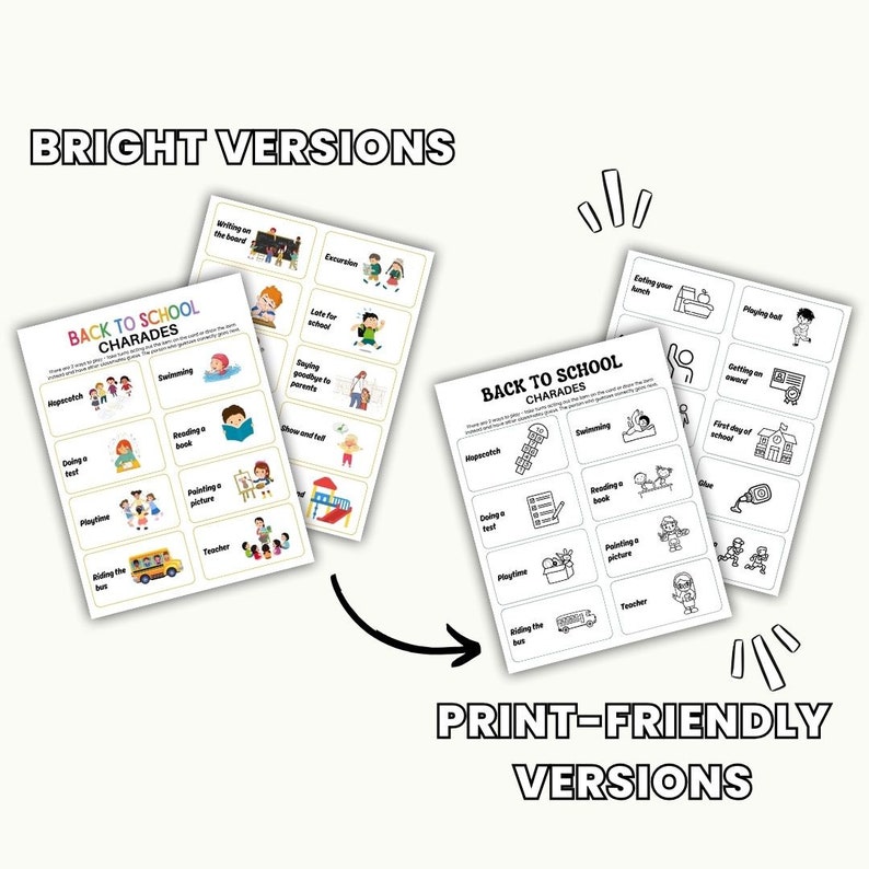 Back to School Charades Game Printable Icebreaker Game for Kids First ...