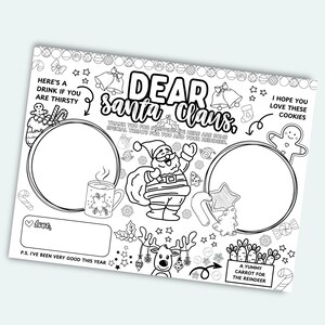 Milk & Cookies for Santa Placemat Printable Santa Tray Placemat Dear ...