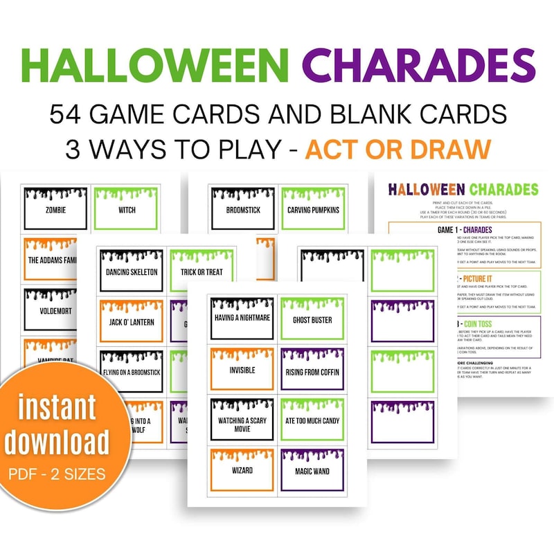 Halloween Charades Games - Etsy