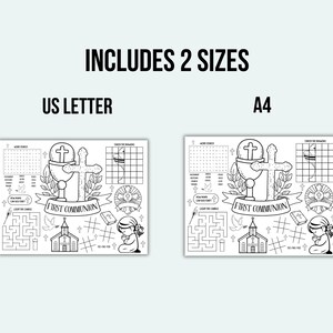 First Communion Coloring Placemat First Communion Activity Placemat ...
