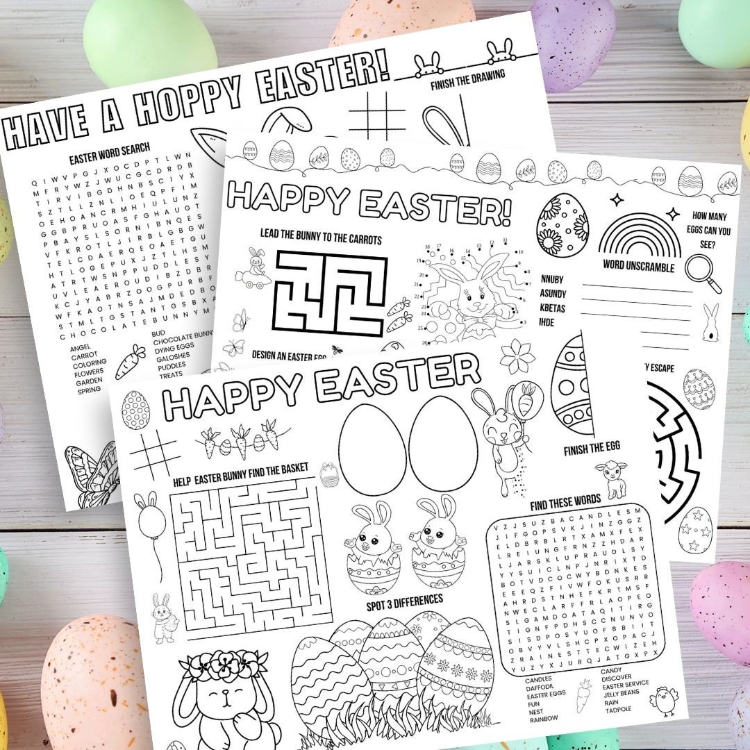 Easter Activity Placemat Printable Easter Coloring Placemat Easter ...