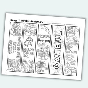 Thanksgiving Bookmarks Printable Coloring Bookmarks for Kids Printable ...