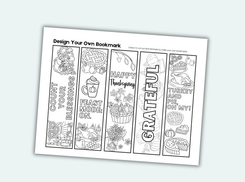 Thanksgiving Bookmarks Printable Coloring Bookmarks for Kids Printable ...