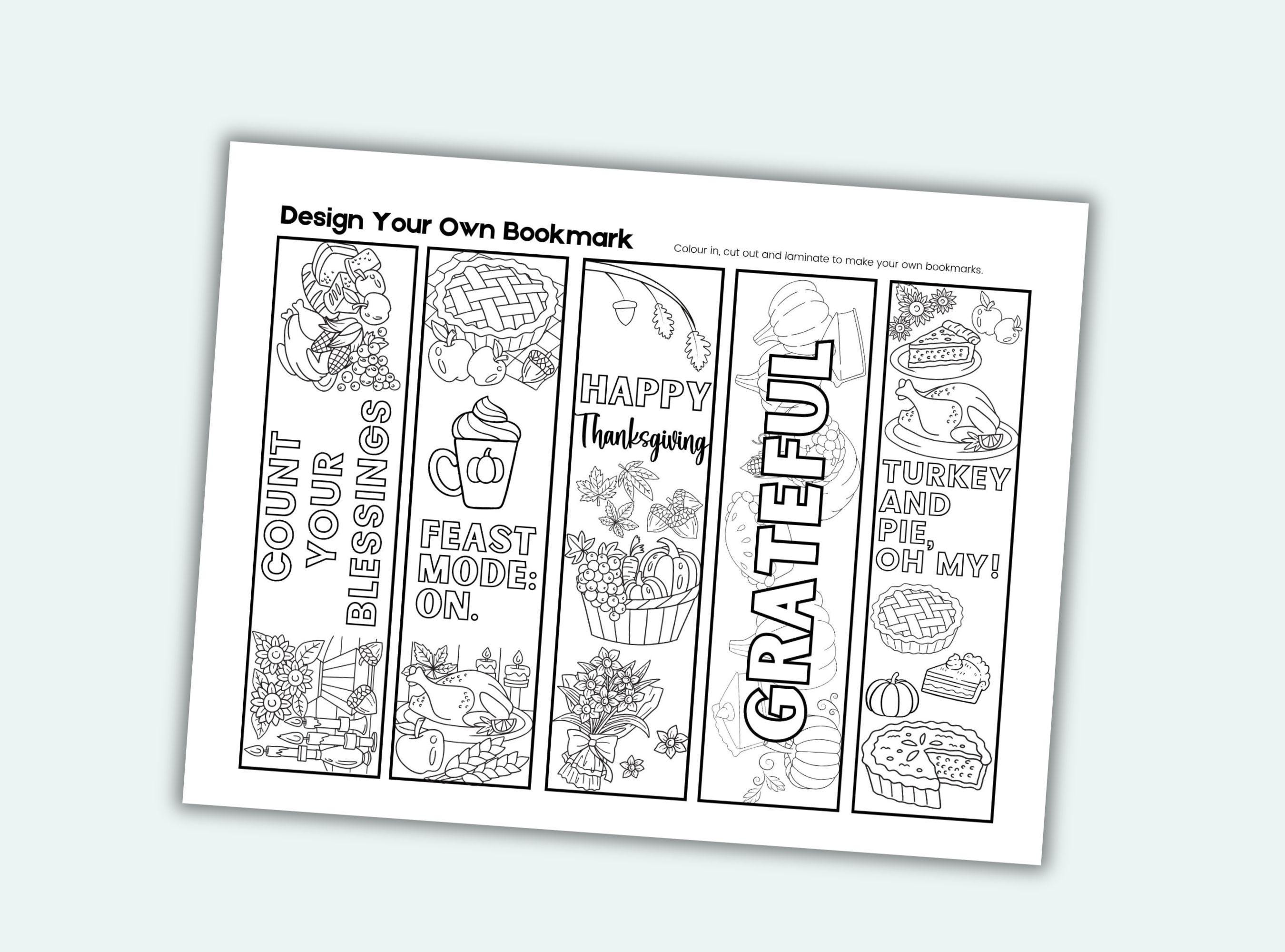 Thanksgiving Bookmarks Printable Coloring Bookmarks for Kids Printable ...