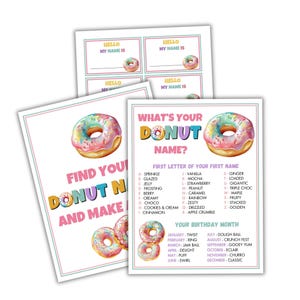 What's Your Donut Name Party Game Printable Donut Party Game Donut Name ...