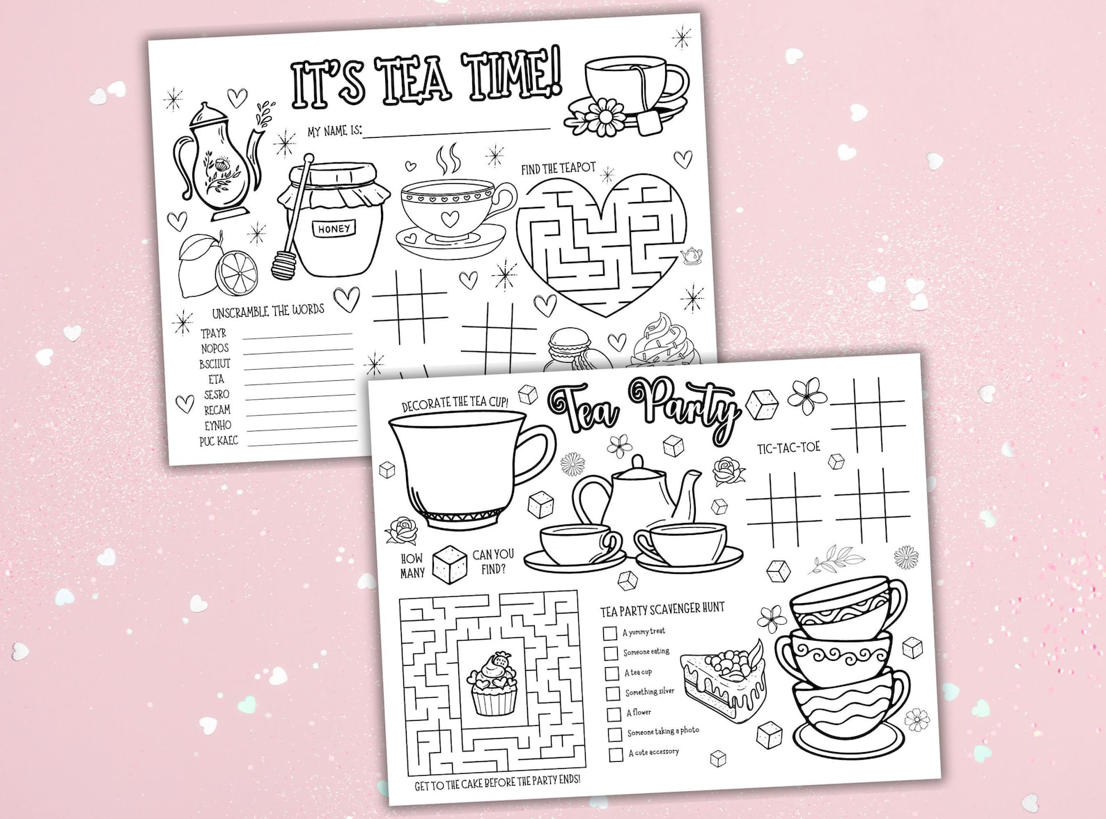 Tea Party Activity Placemat Printable Tea Party Coloring Placemat High ...