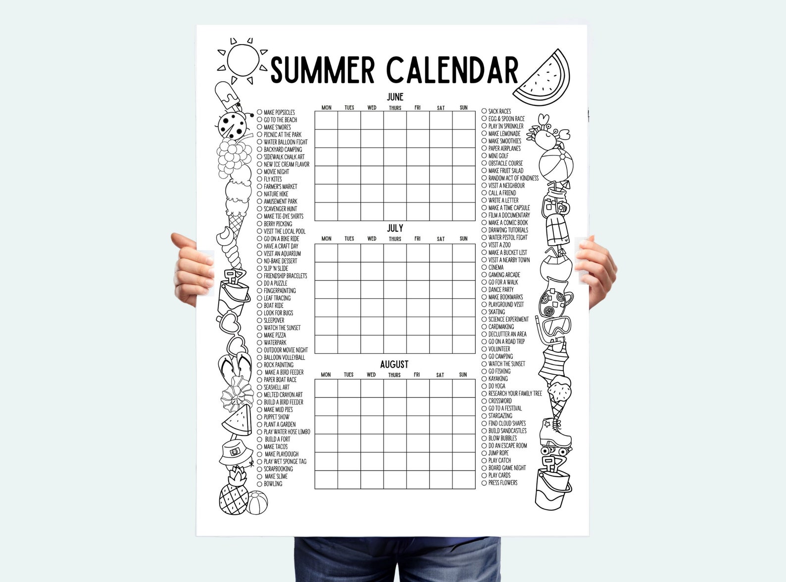 Printable Summer Calendar 2025 Summer Activities Calendar Summer ...