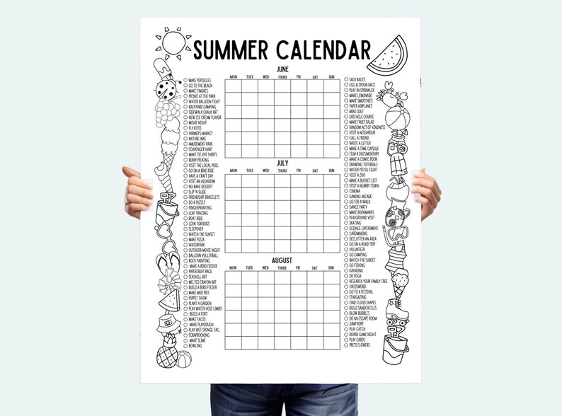 Printable Summer Calendar 2025 Summer Activities Calendar Summer ...