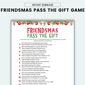 Friendsmas Pass the Gift Game Printable Christmas Game Christmas Pass ...