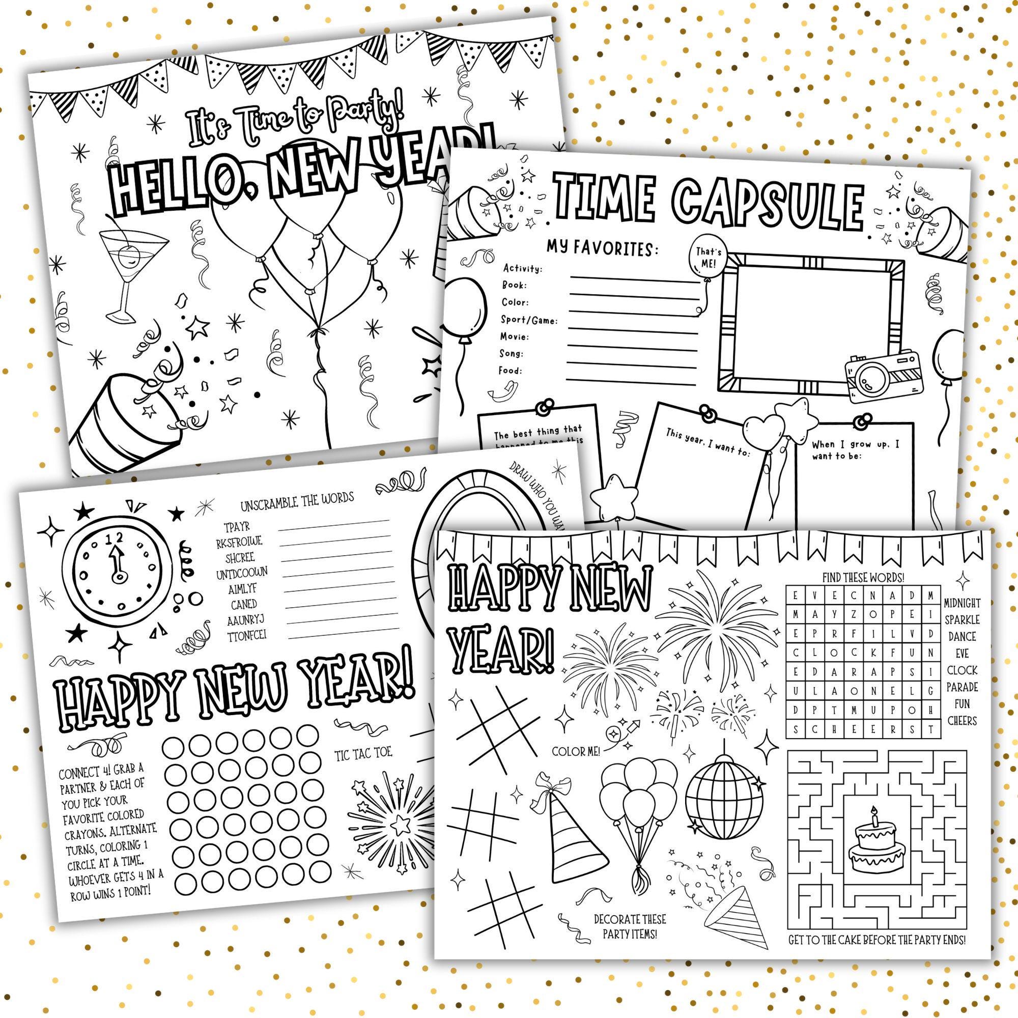 New Years Activity Placemat Printable New Years Eve Activity Sheet NYE ...