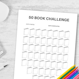 50 Book Reading Tracker Printable Book Challenge, Book Tracker, Book ...