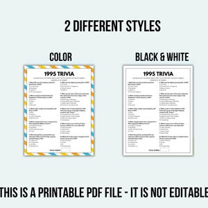 1995 Trivia Game Printable 30th Birthday Games Born in 1995 Game ...