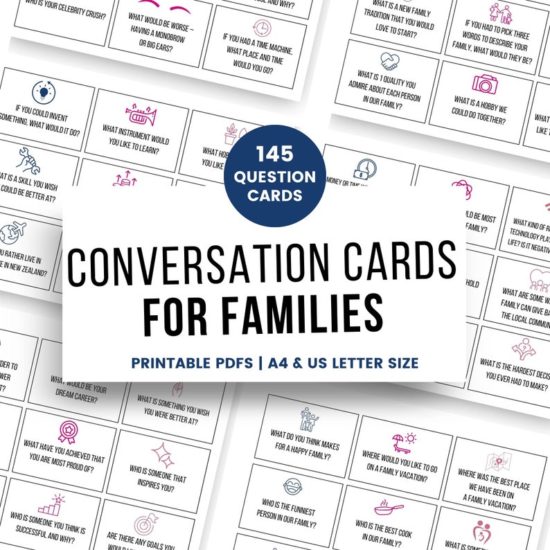 Family Question Cards, Family Conversation Cards, Conversation Starters ...