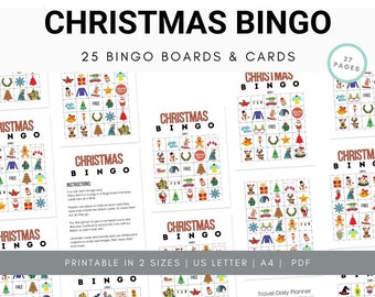 Christmas Lights Bingo Card Set of 6 PDF Digital Download - Etsy