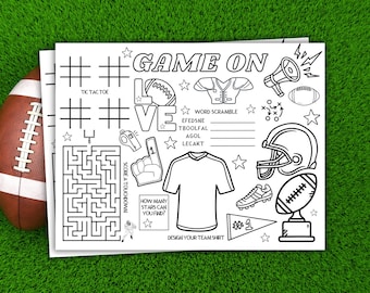 Football Party Coloring Page Football Placemat Football Activity Page ...