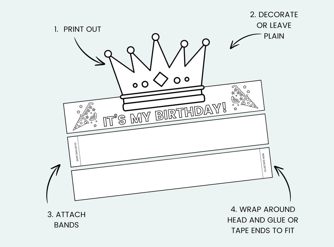 Birthday Paper Crown Printable Birthday Crowns Birthday Headband ...