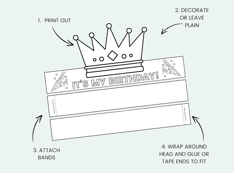 Birthday Paper Crown Printable Birthday Crowns Birthday Headband ...