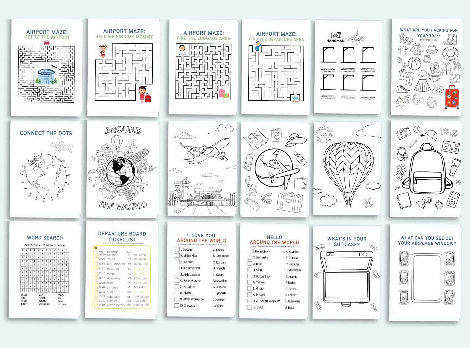 Airplane Activity Bundle Printable Airplane Kids Activities Plane ...