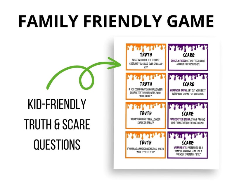 Halloween Truth or Scare Cards Printable Halloween Truth or Scare Game ...