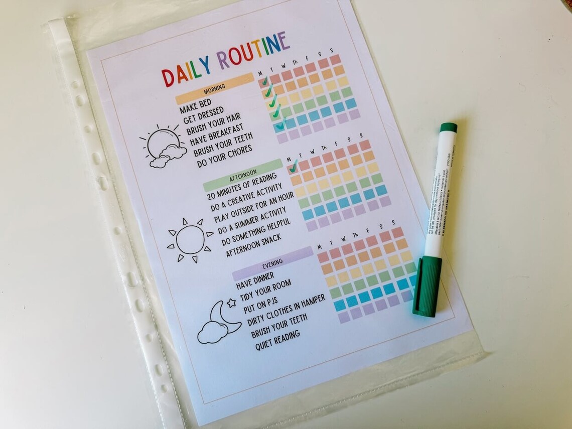 Daily Summer Routine for Kids Printable Summer Schedule Daily Checklist ...